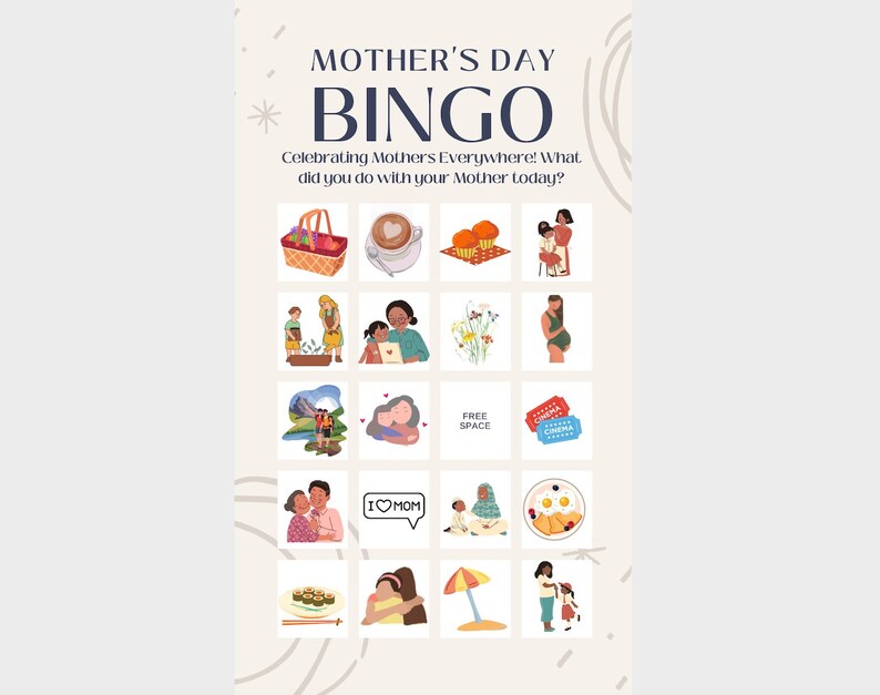 Mothers Day Bingo 9 Printable Bingo Cards I Love Mom - Etsy
