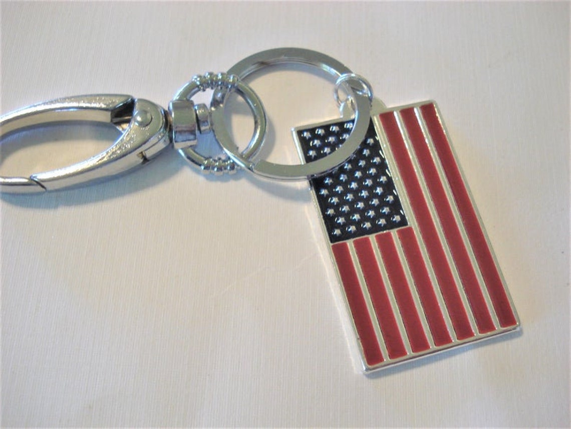 Flag Keychain USA Key Ring Home of the Brave Keychain Flag Keyring - Etsy