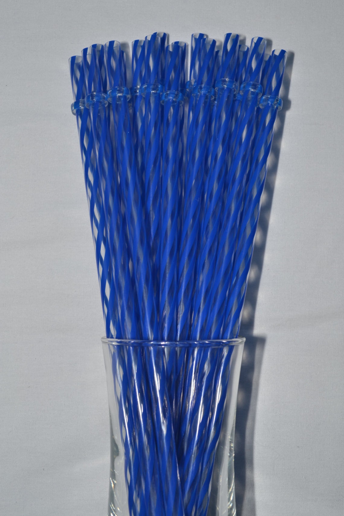 9" Inch Blue & Clear Swirly Straws Reusable 9" Inch Clear Straws With ...