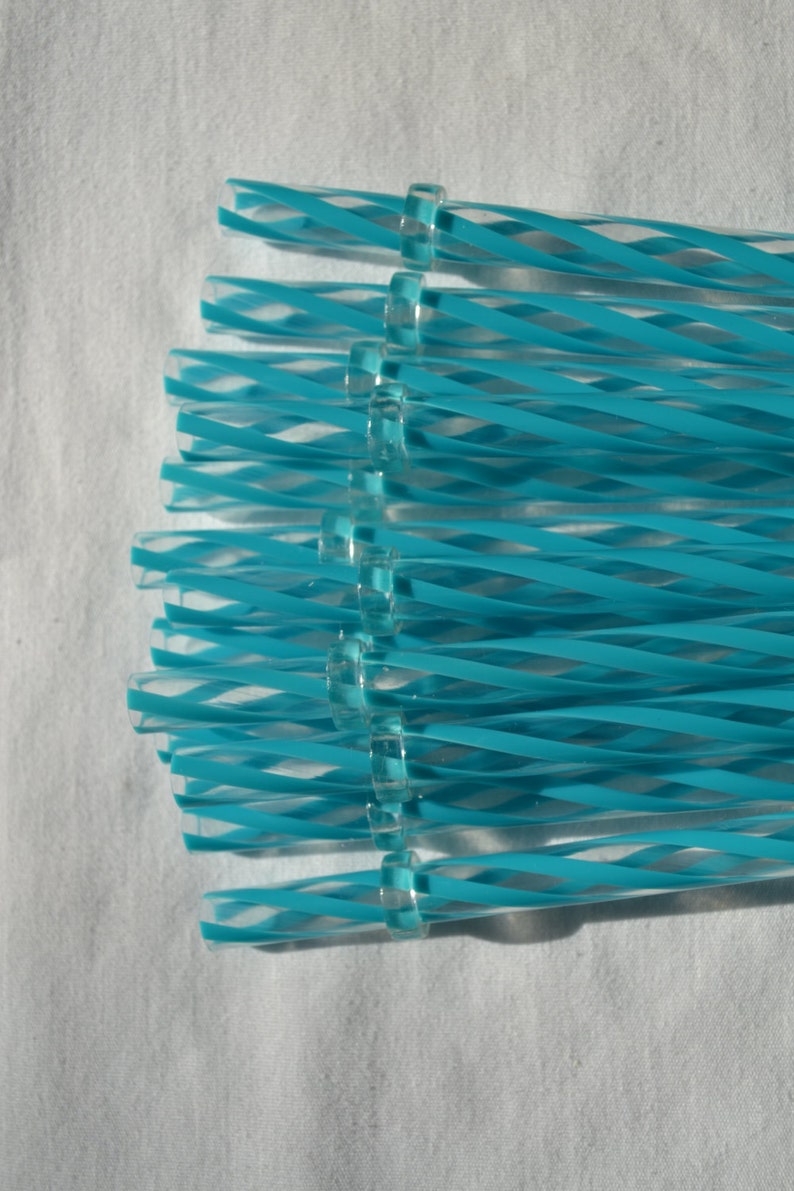 11 Teal And Clear Swirly Straws Reusable With Rings Bpa Etsy