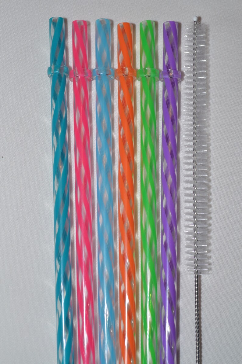 11 Inch 6 Reusable Clear Swirly Straws Bpa Free Etsy