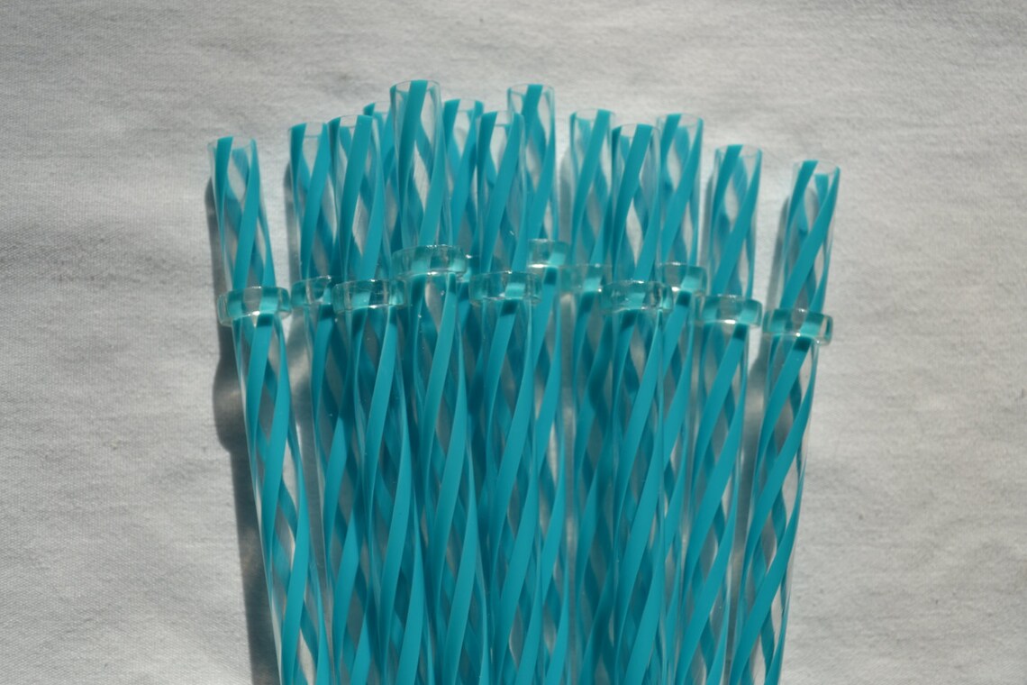 10 Reusable 9 Inch Clear Swirly Straws With Rings Bpa Etsy