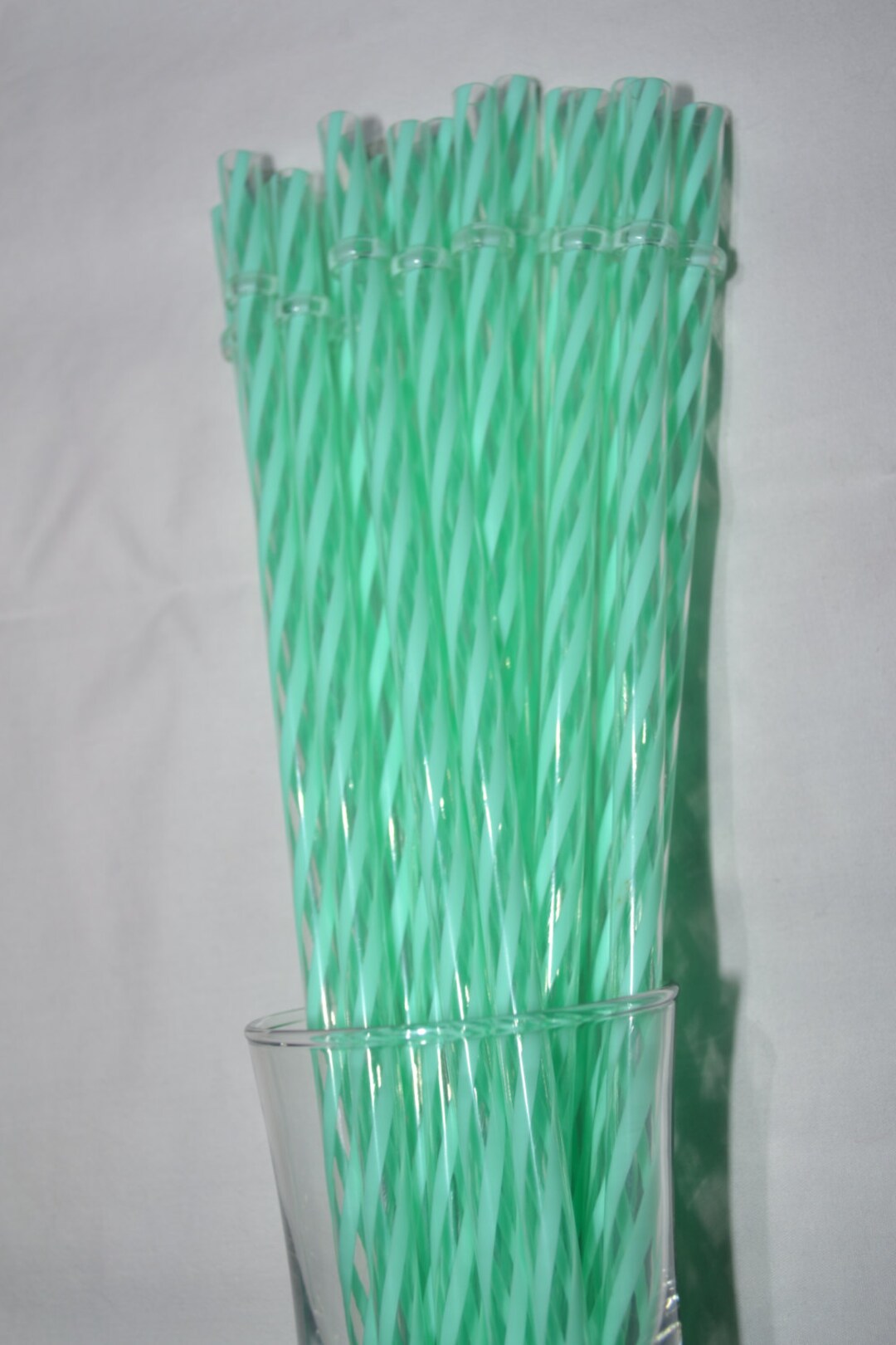9" Mint & Clear Swirly Straws Reusable Clear Straws With Rings - BPA ...