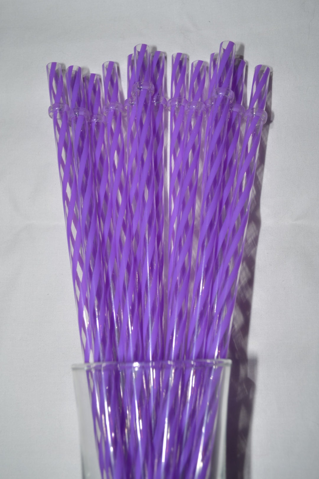 9 Purple And Clear Swirly Straws Reusable With Rings Bpa Etsy