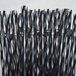 11" Inch Black & Clear Swirly Straws Reusable 11" Inch Clear Straws ...