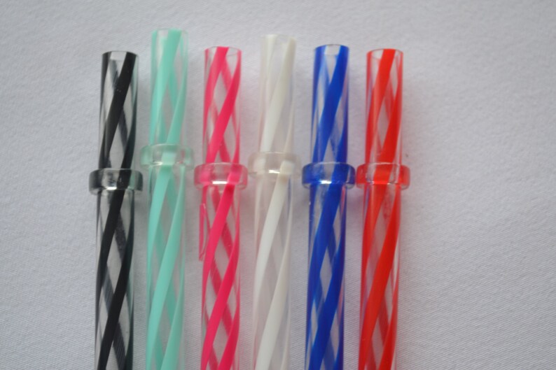 11 Inch 6 Reusable Clear Swirly Straws Cleaning Brush - Etsy