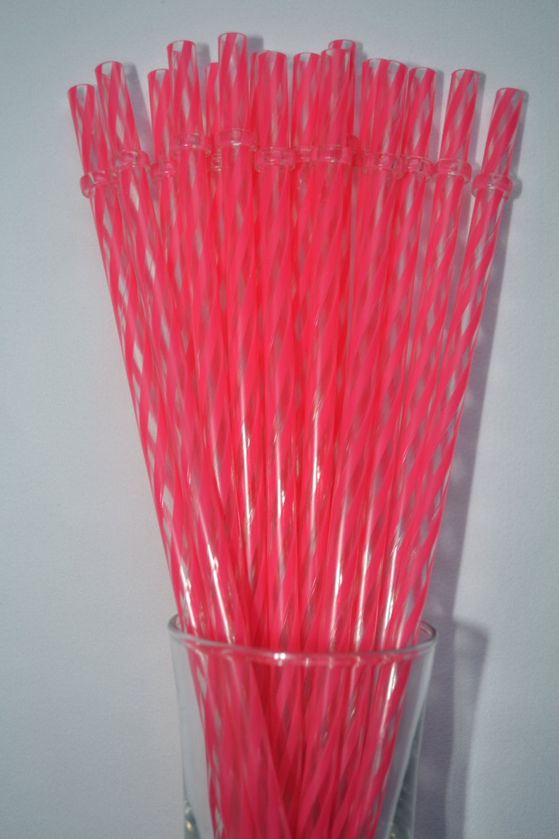 11 Pink And Clear Swirly Straws Reusable With Rings Bpa Etsy