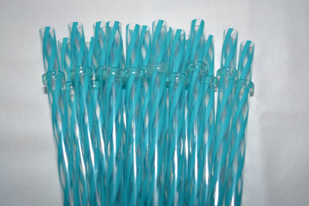 20 Reusable 9 Inch Swirly Straws With Rings Bpa Free Acrylic Plastic