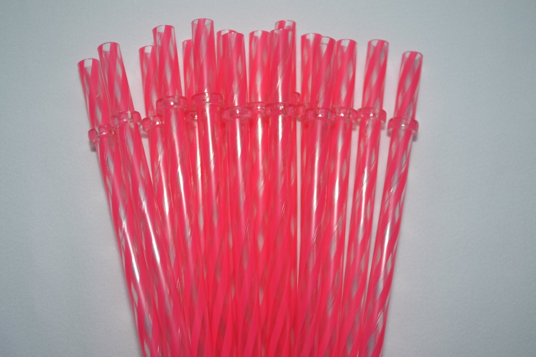 9" Pink & Clear Swirly Straws Reusable With Rings - BPA Free - Etsy