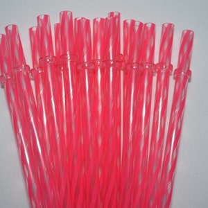9" Pink & Clear Swirly Straws Reusable With Rings - BPA Free - Etsy