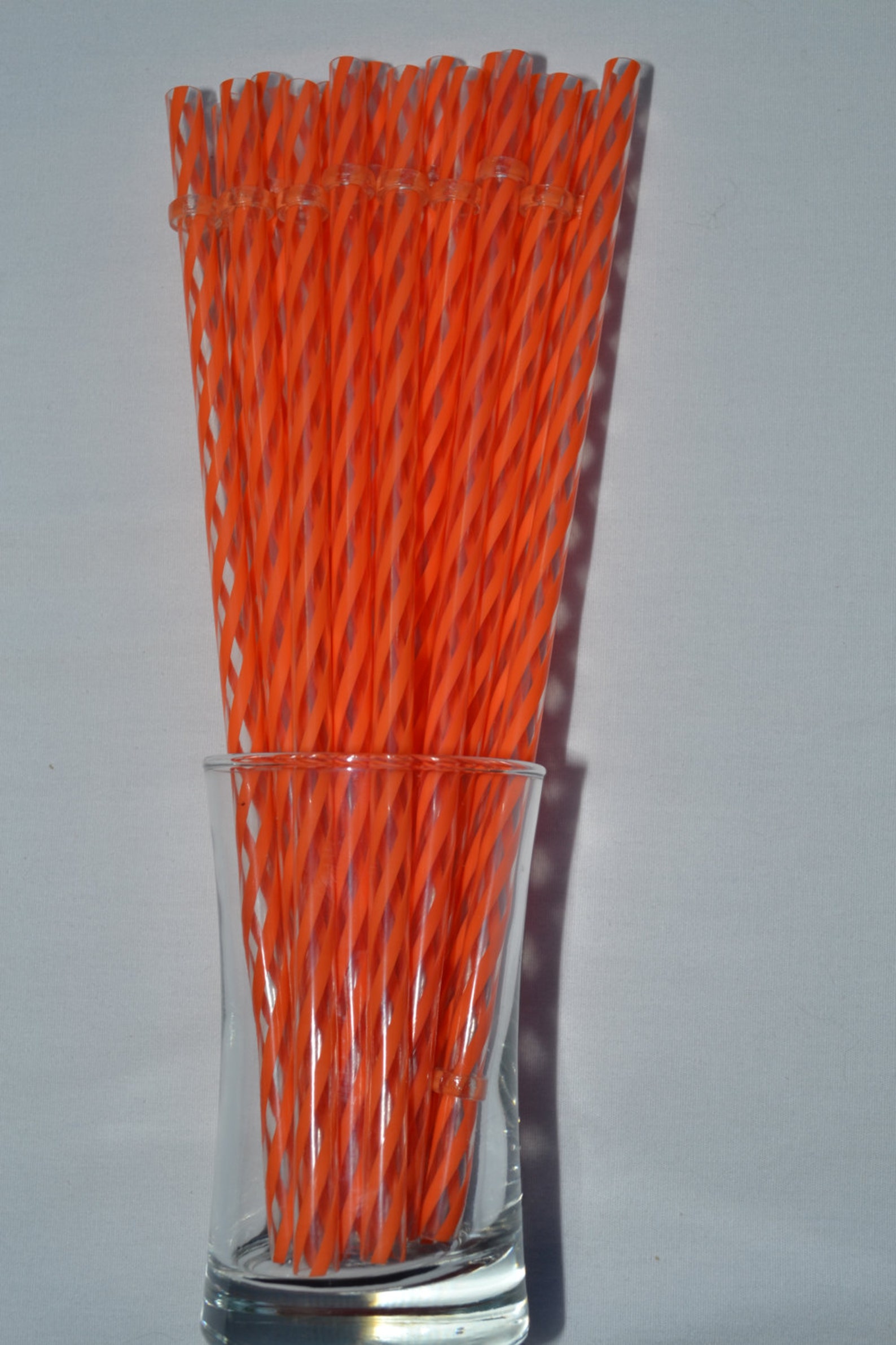 9 Orange And Clear Swirly Straws Reusable Inch Clear Etsy