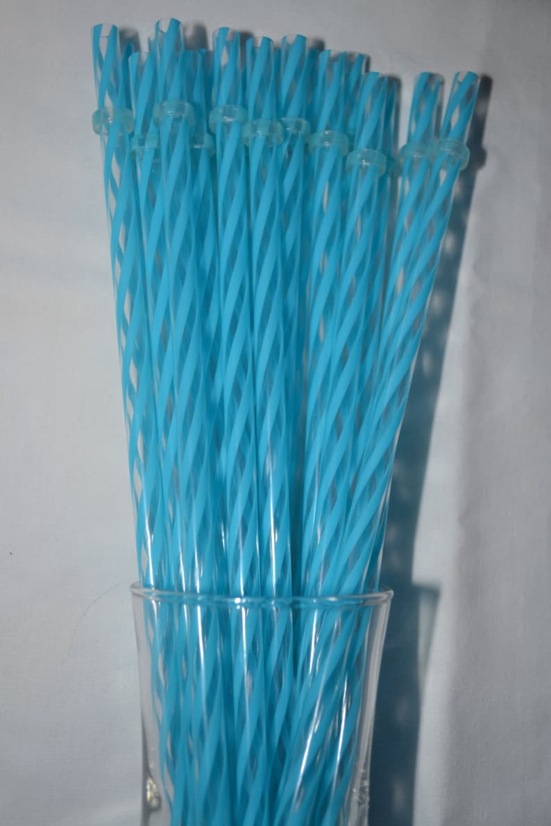 9 Aqua And Clear Swirly Straws Reusable Clear Straws With Etsy