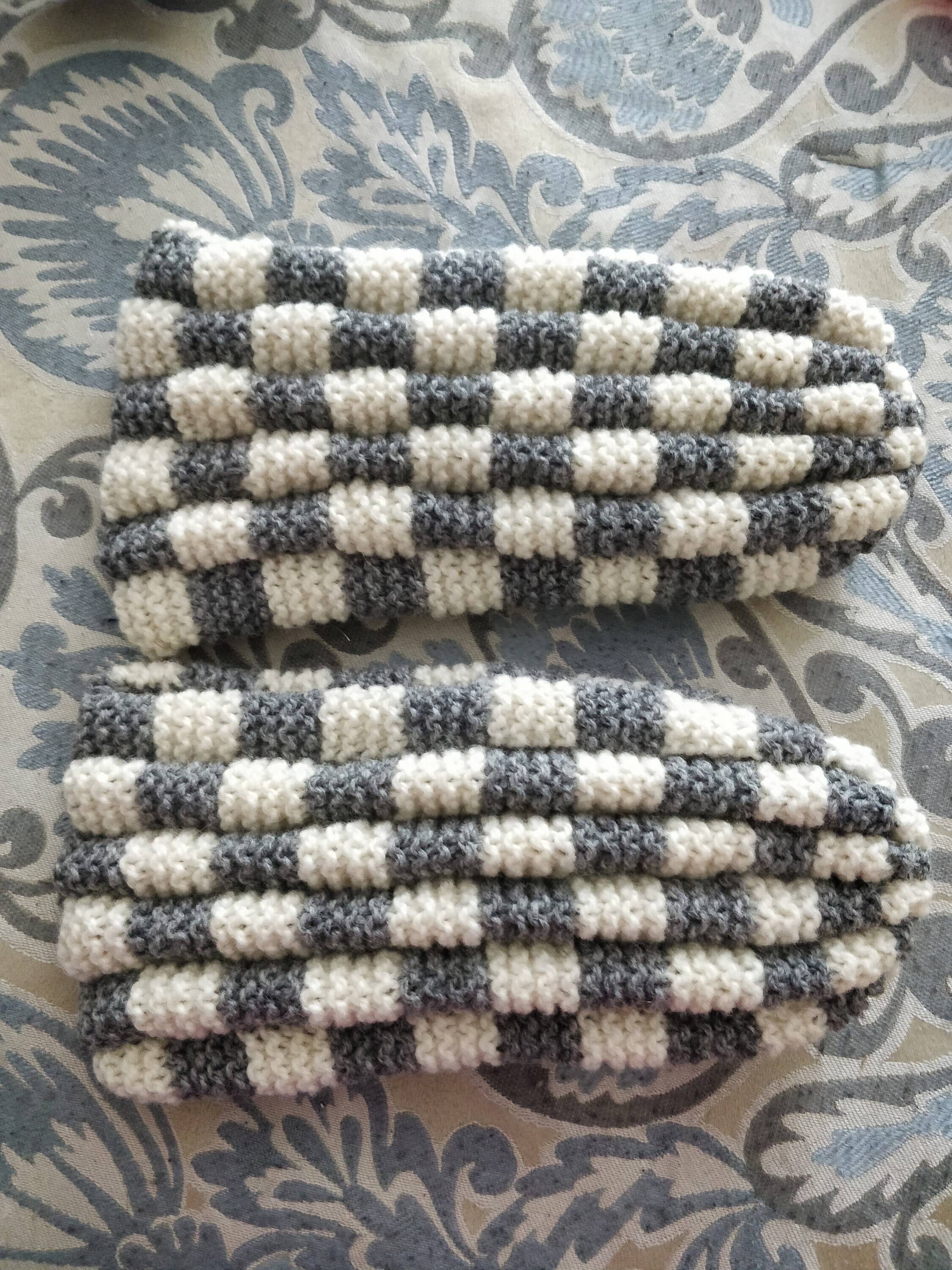 Checkerboard Slippers in Natural and Grey Wool. Handknit - Etsy Canada