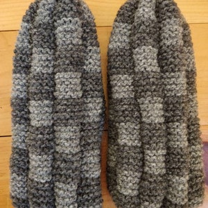 Hand Knit Wool Checkerboard Slippers: Super Warm & Cozy - Etsy