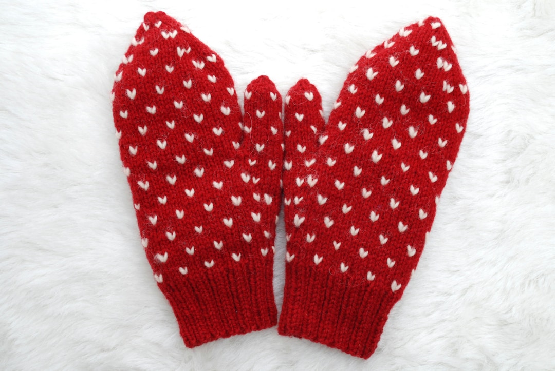 Red Thrummed Mittens - Etsy