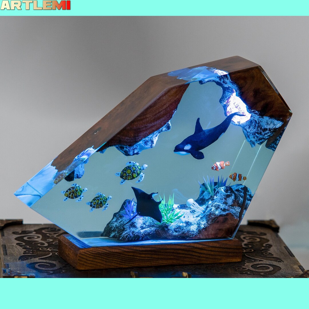 Orca Shark and Turtle Resin Night Lights, Manta Ray and Jellyfish Resin ...