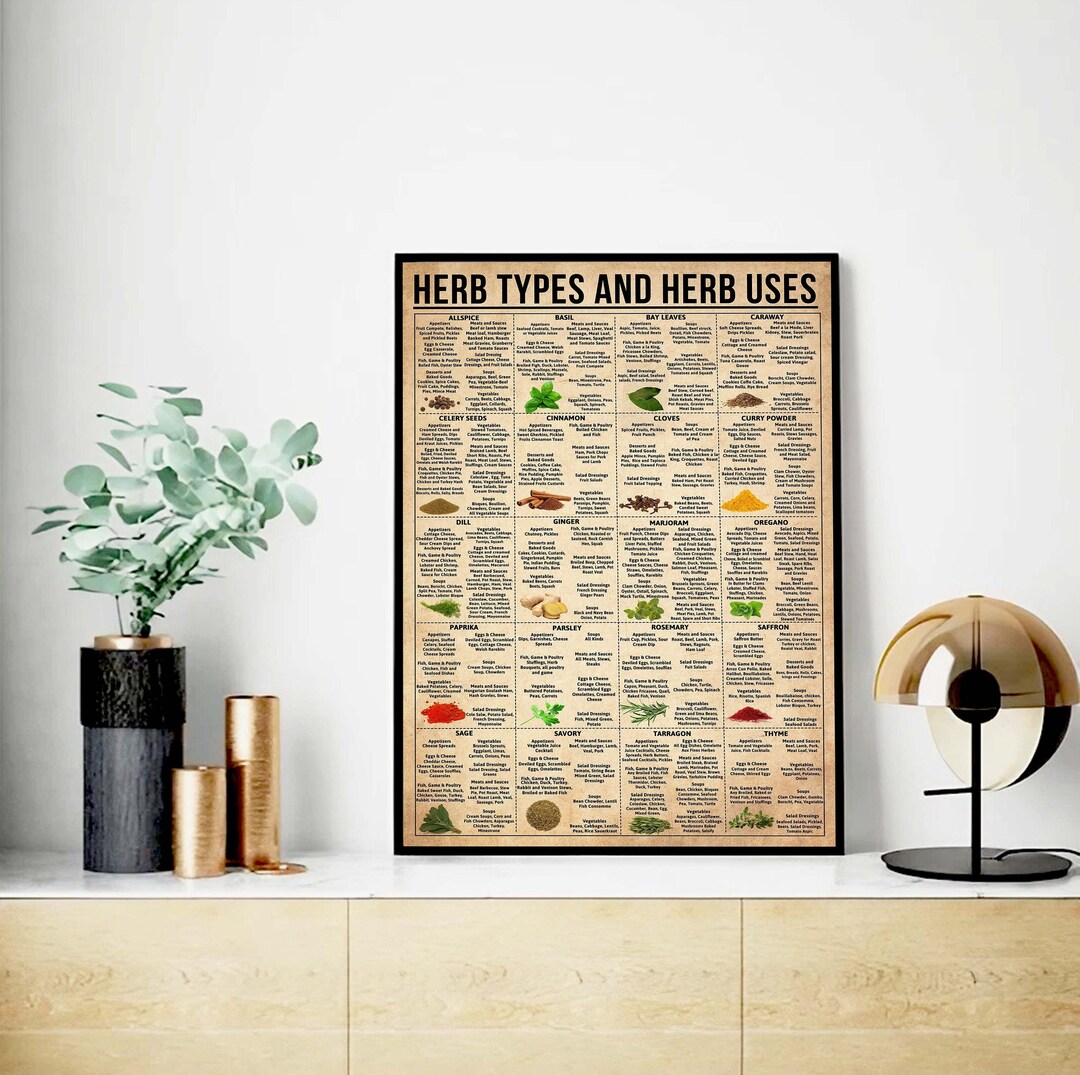 Herb Types and Herb Uses Herb Guide Print Kitchen - Etsy