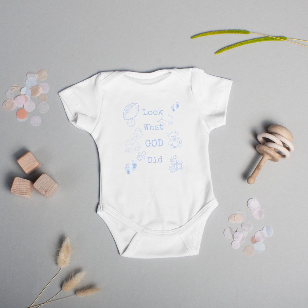 Faith Based Baby Boy Bodysuit, Look What God Did Onesie, Soft Cotton ...