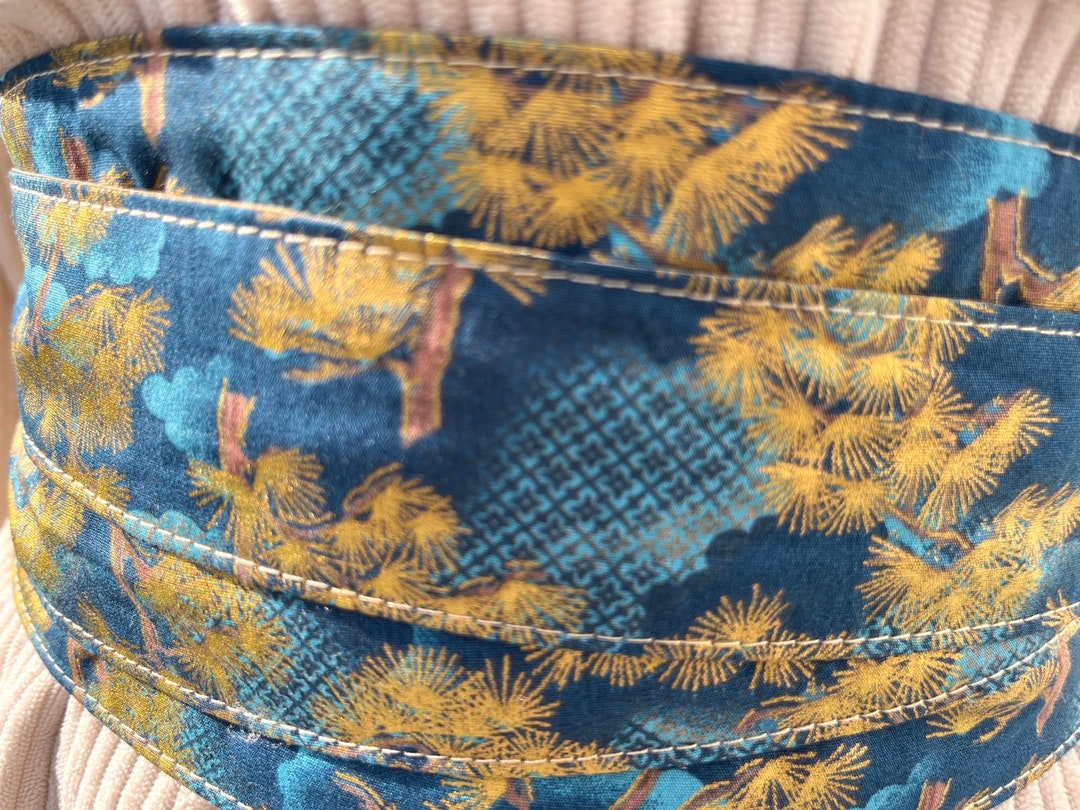 Japanese Style Belt, Japanese Kimono, Blue Background Flower Patterns ...