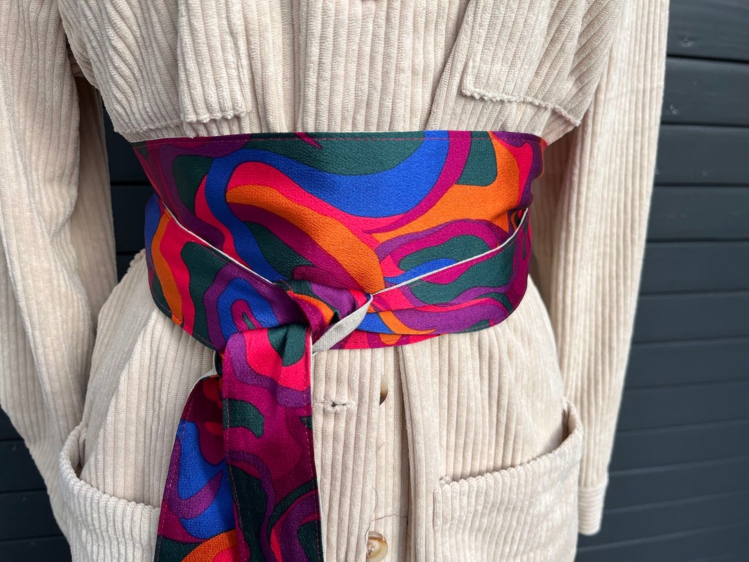 Obi Fabric Belt With Very 70's Patterns, Very Colorful Vintage Patterns ...