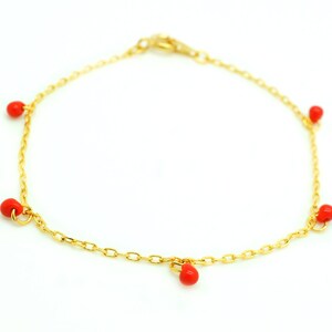 Tiny Red Drop Gold Chain Bracelet Simple Delicate Bracelet - Etsy