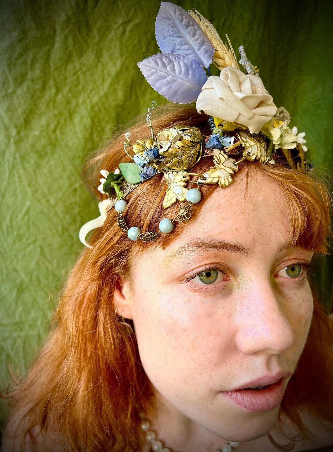 Vintage Crown Tiara Garland Hand-made Unique Brass Findings Millinery ...