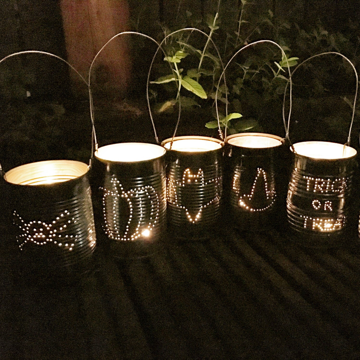 Set of 6 Upcycled Halloween Tin Can Lanterns Decoration Etsy UK