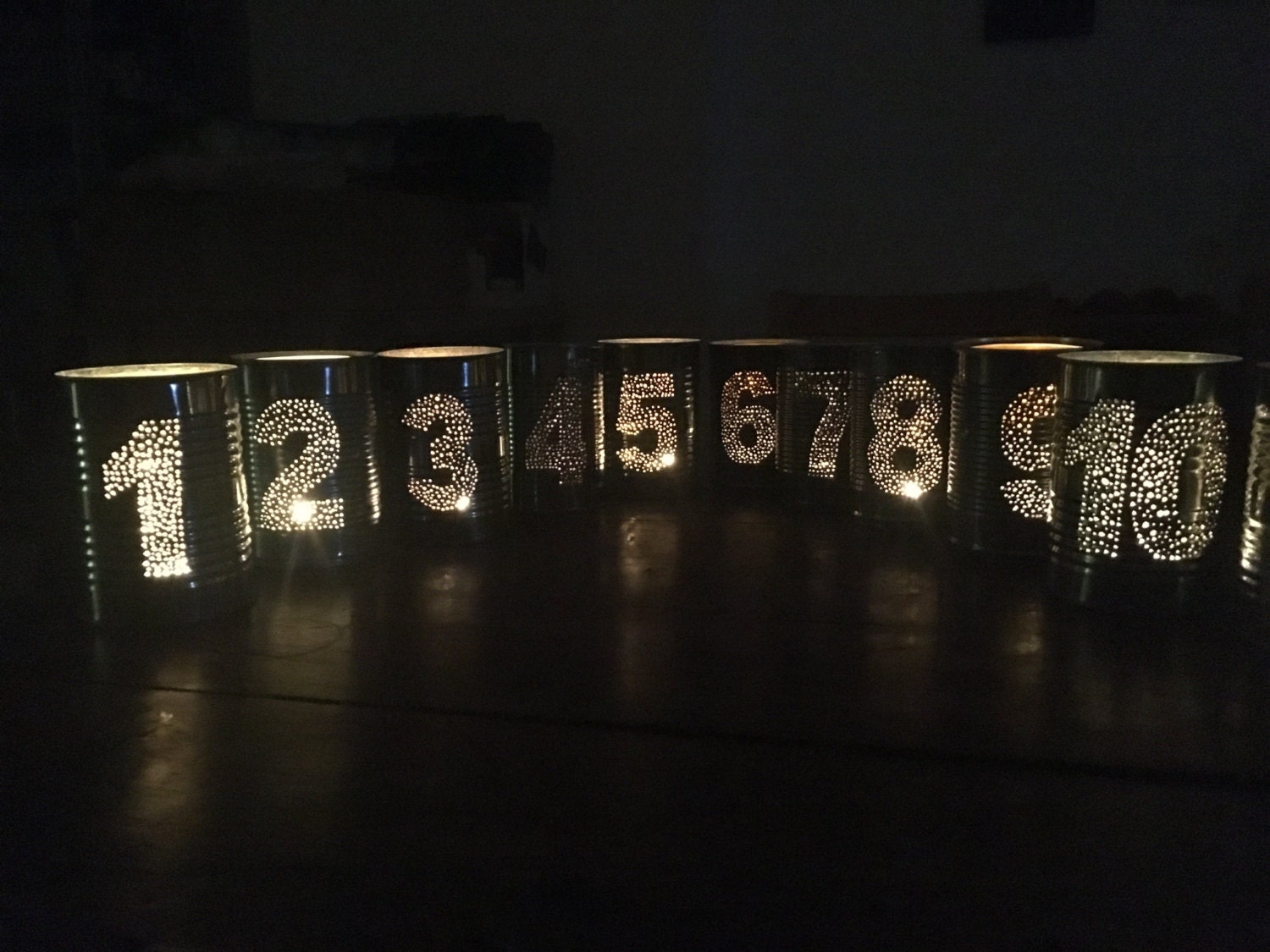 Set of 10 Upcycled Wedding Tin Can Table Numbers Alphabet | Etsy