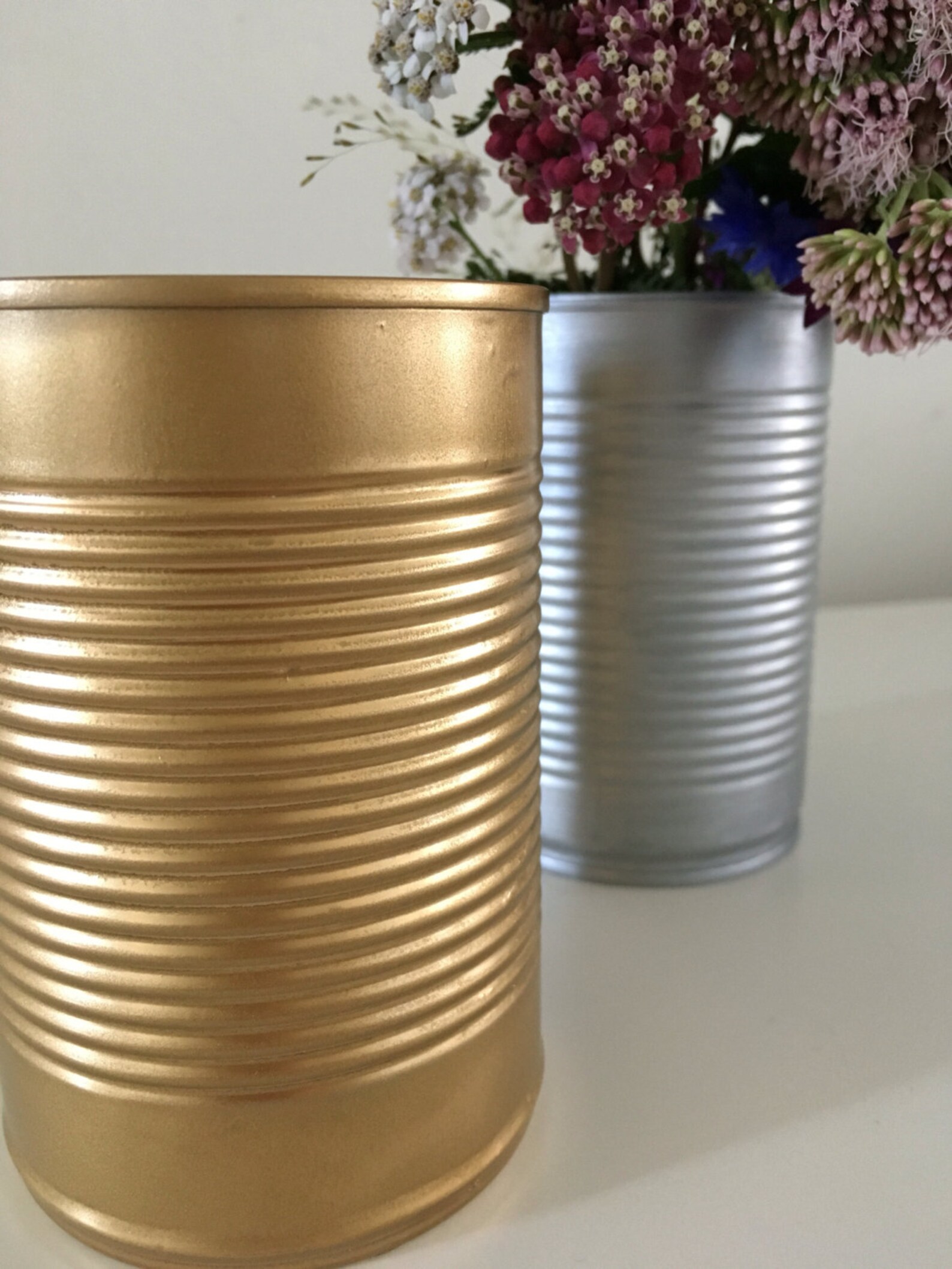 Set of 5 Upcycled Rustic Painted Tin Can Pot Planter Vases - Etsy