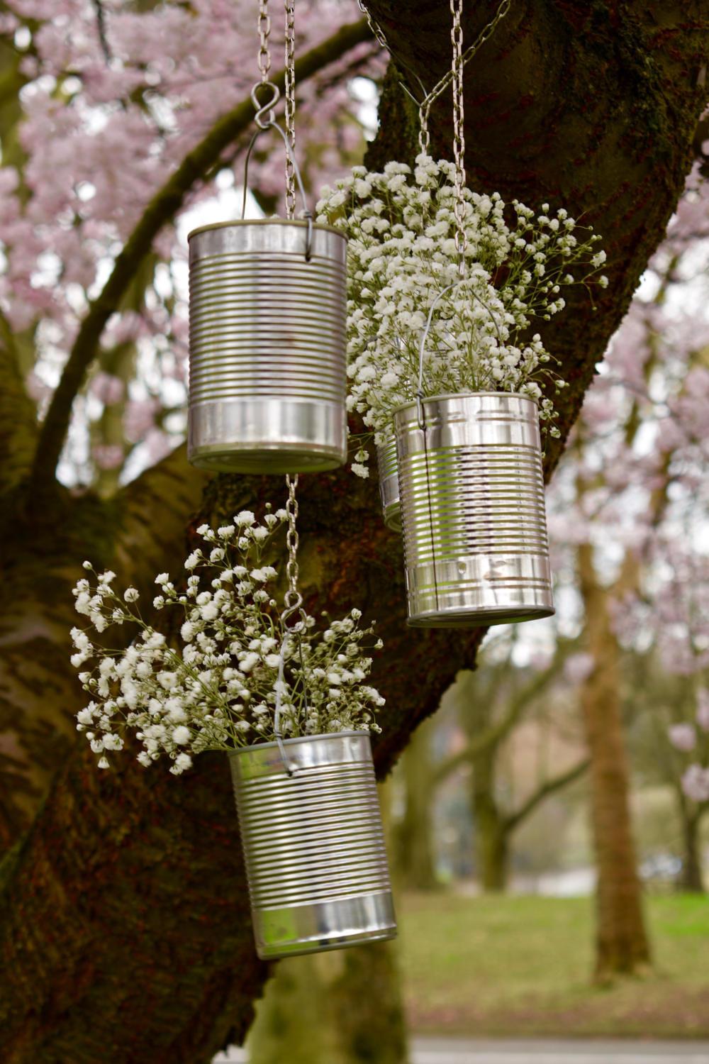 Set of 10 Double Upcycled Chain Hanging Tin Can Rustic Wedding - Etsy UK