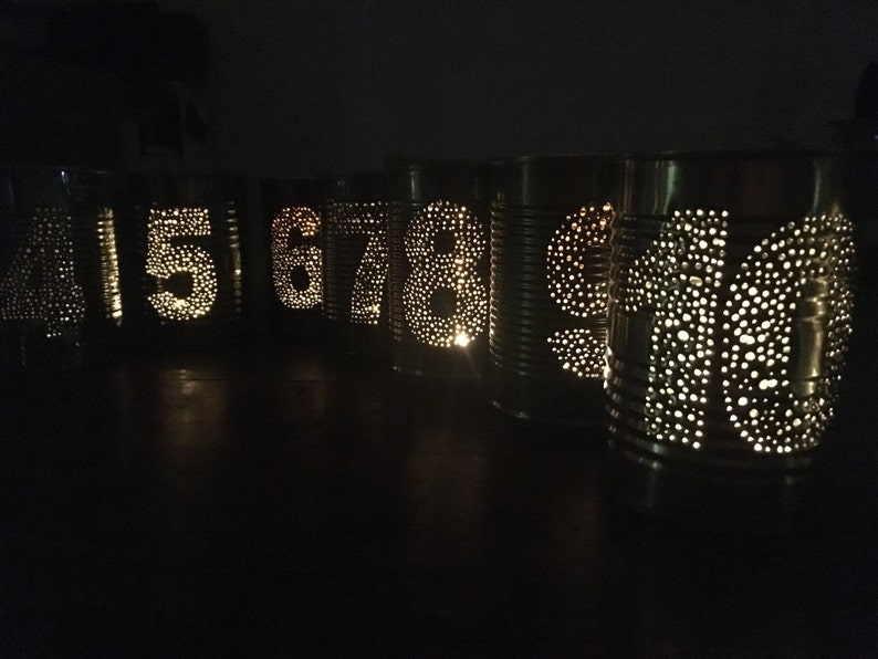 Set of 10 Upcycled Wedding Tin Can Table Numbers Alphabet | Etsy
