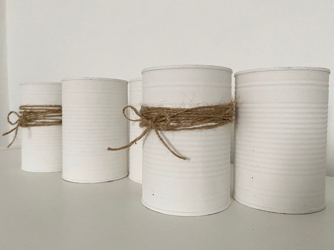 Set of 5 Upcycled Rustic Tin Can Pot Planter Vases - Etsy