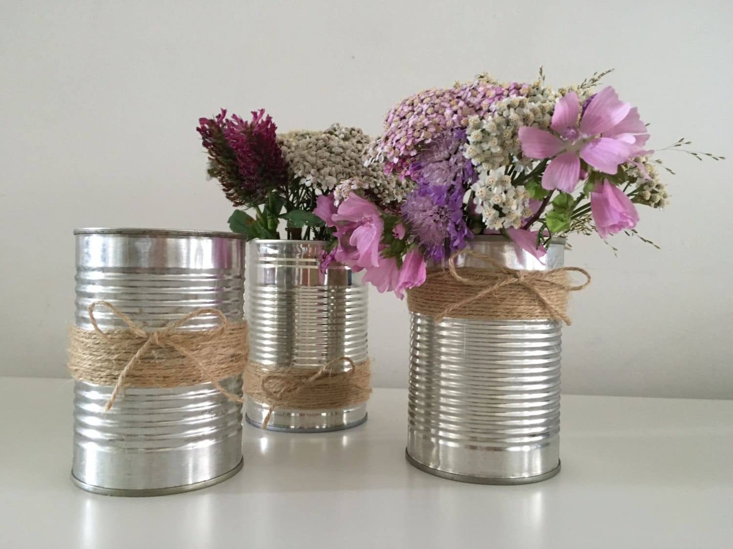 Set of 20 Upcycled Rustic Tin Can Wedding String Wrapped Vases - Etsy