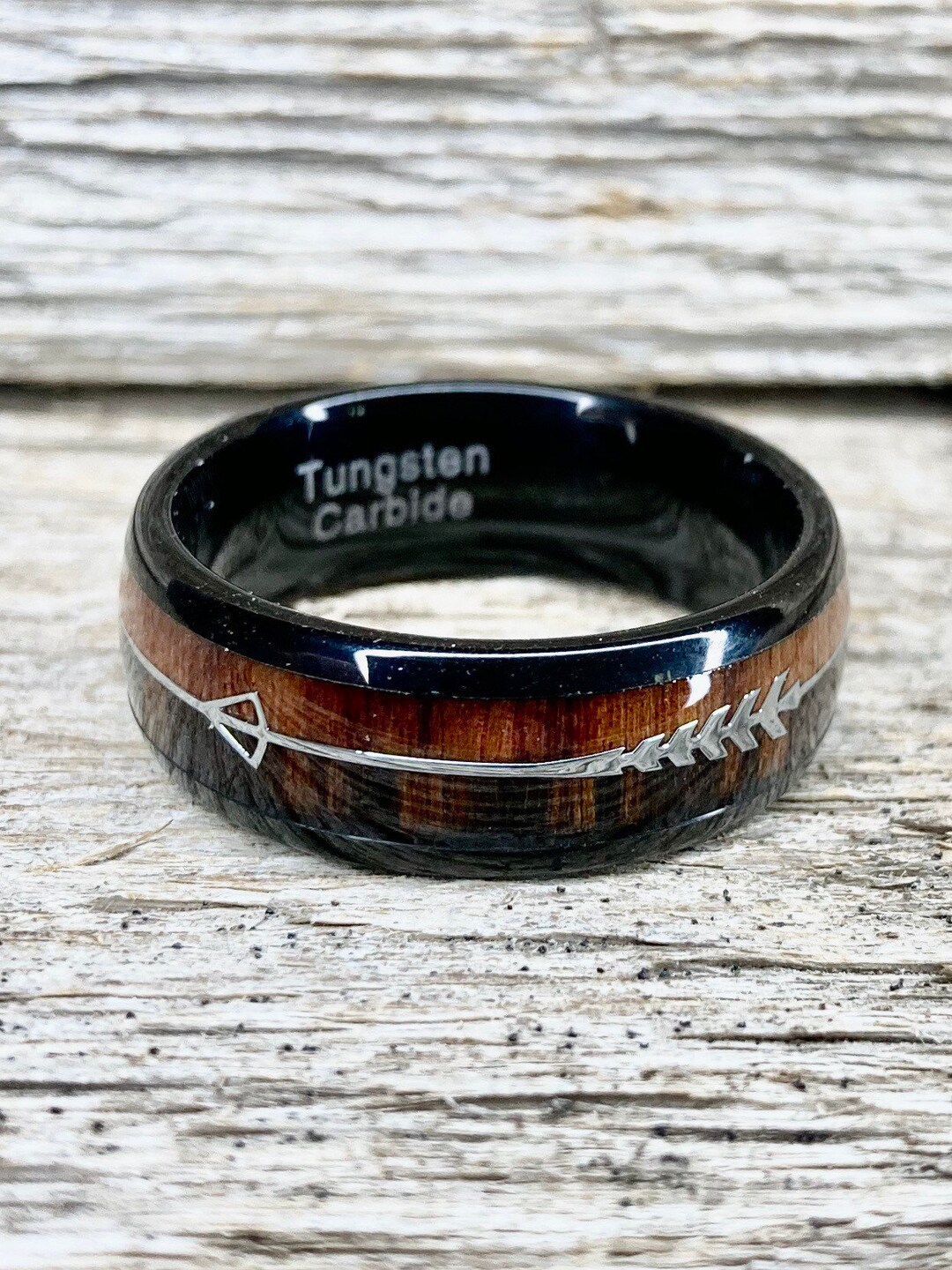 Fathers Day Gift for Him-koa Wood Silver Arrow Ring-unisex Wedding Band ...