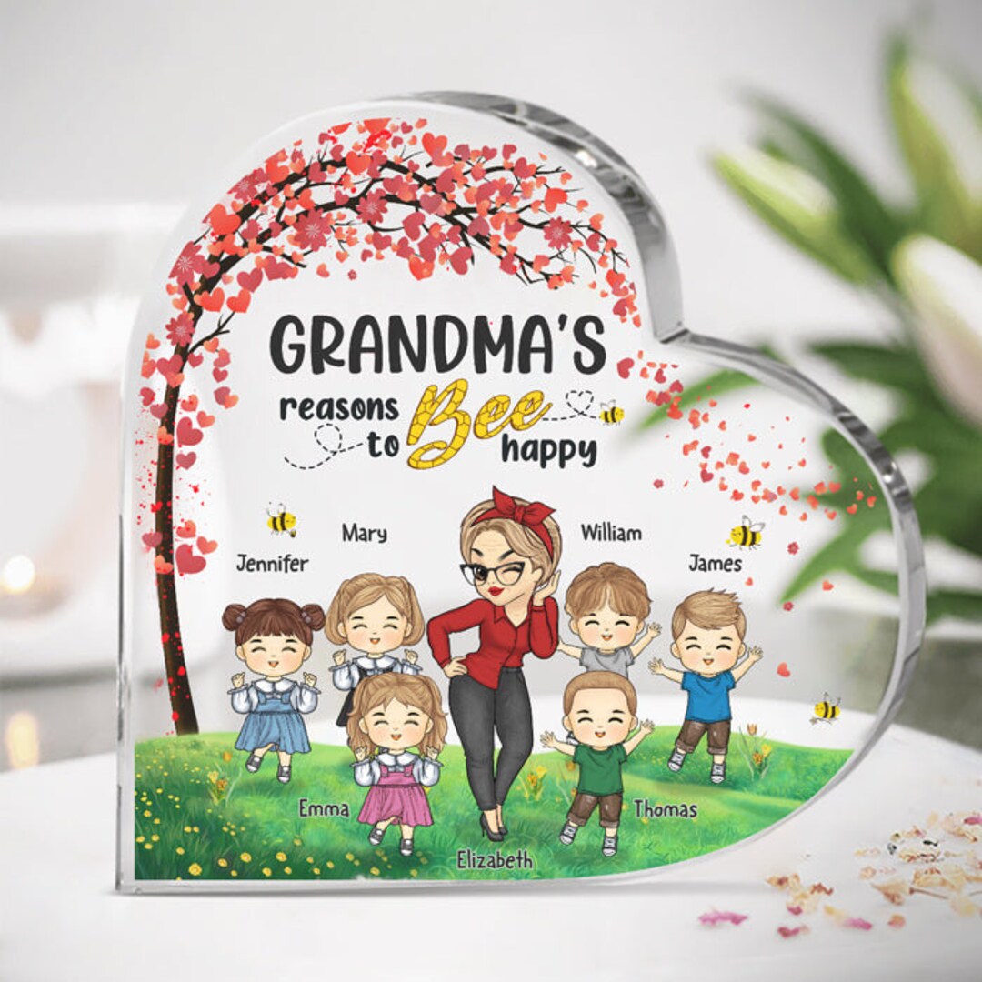 Grandma's Reasons to Bee Happy Customized Heart-shaped Plaque, Unique ...