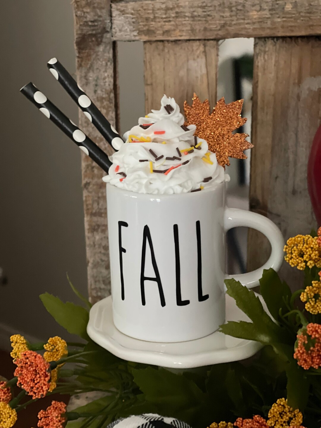 Brand New Fall Tiered Tray Mini Mug, Mini Mug With Faux Whipped Topping ...