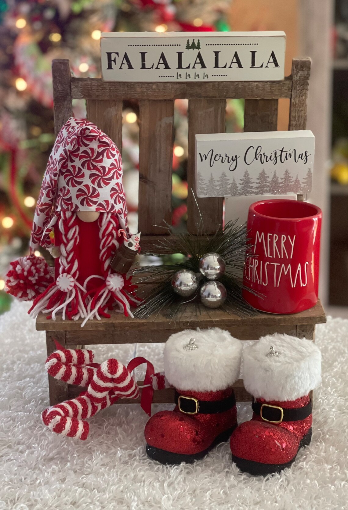 Peppermint Mocha Christmas Gnome, Tiered Tray Decor - Etsy
