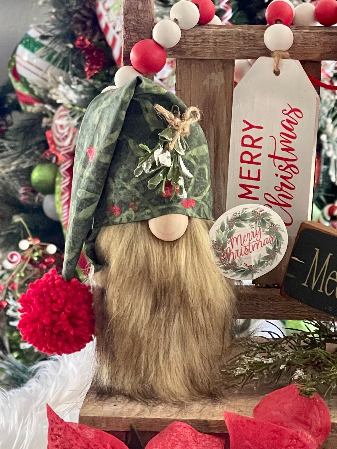 Winter Gnome, Christmas Gnome, Mistletoe Gnome, Tomte, Nisse, Mistletoe ...