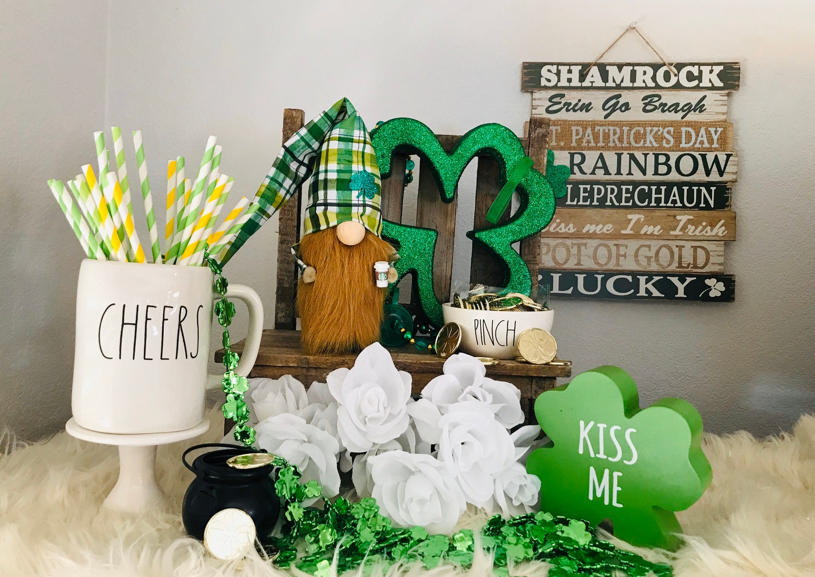 St. Patricks Day Gnome Tomte Nisse Good Luck Gnome Home - Etsy