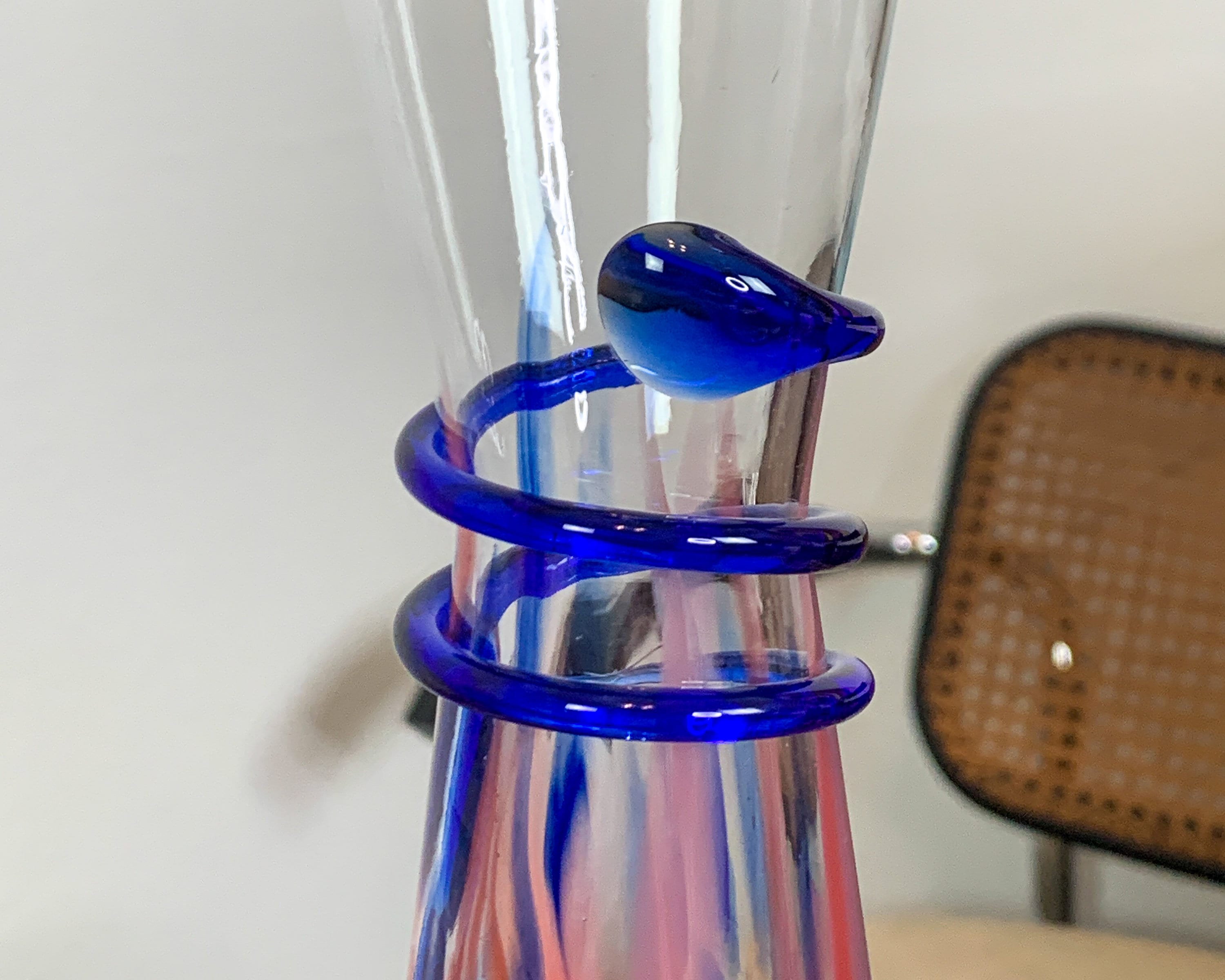 VINTAGE Modernist Style Confetti Glass Fluted Vase Clear/multi-color ...