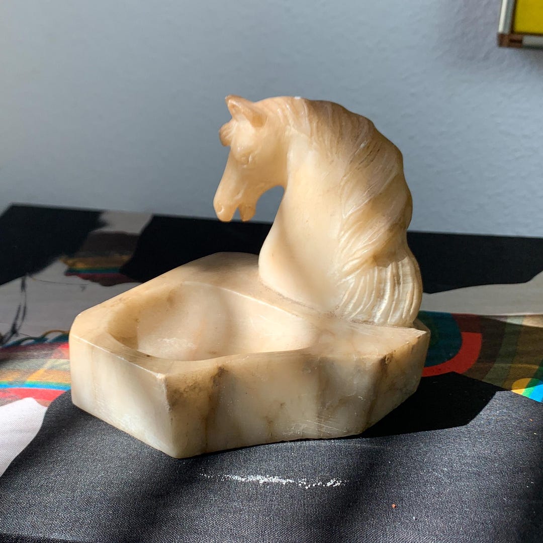 Vintage Italian Alabaster Horse Head Tray | Hand-carved Volterra ...