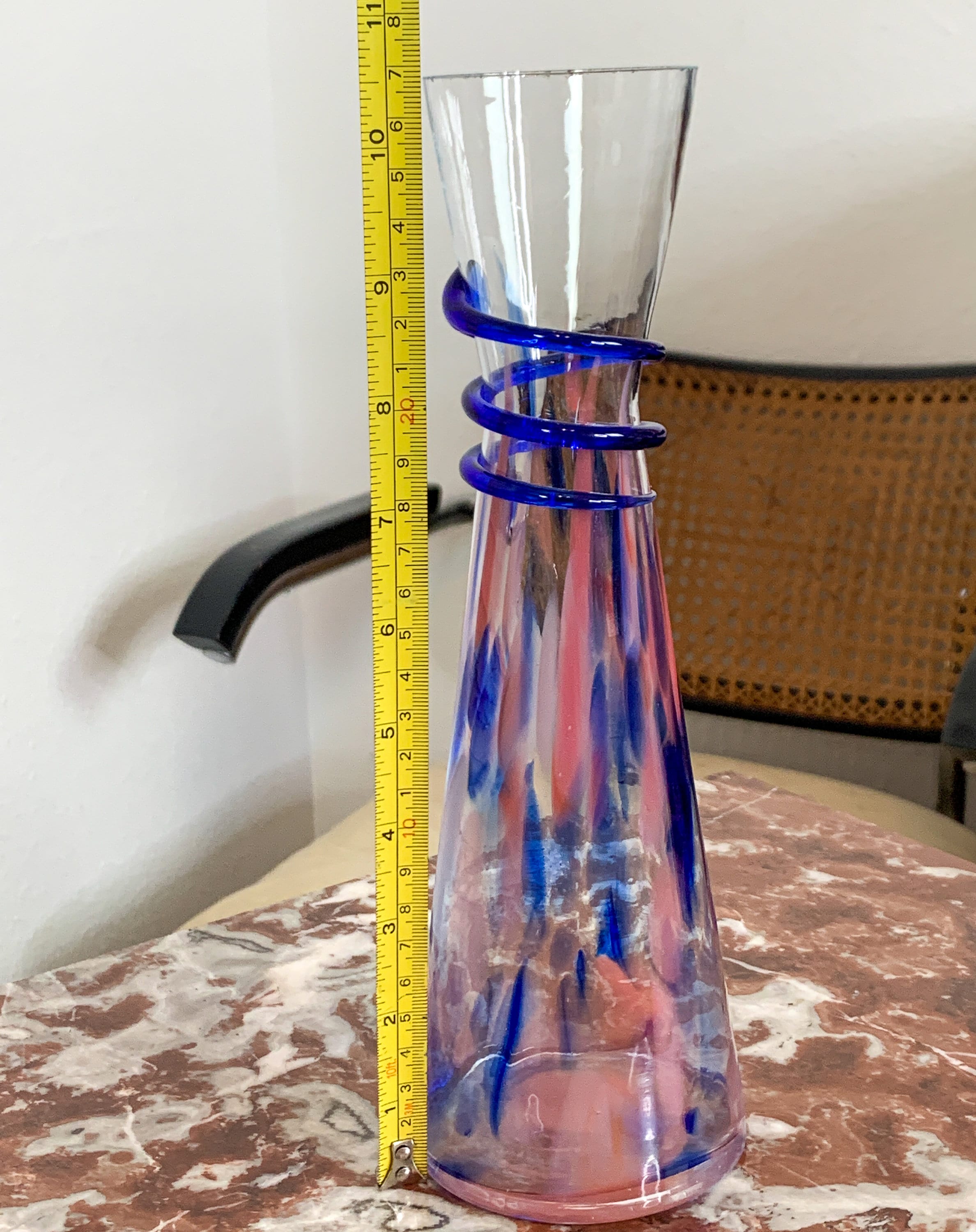 VINTAGE Modernist Style Confetti Glass Fluted Vase Clear/multi-color ...