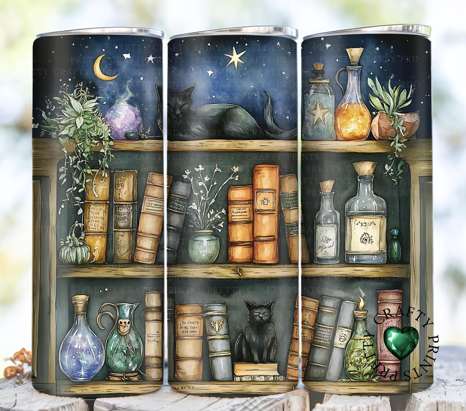 Enchanted Witch’s Bookshelf PNG | Black Cat Library of Spells and ...