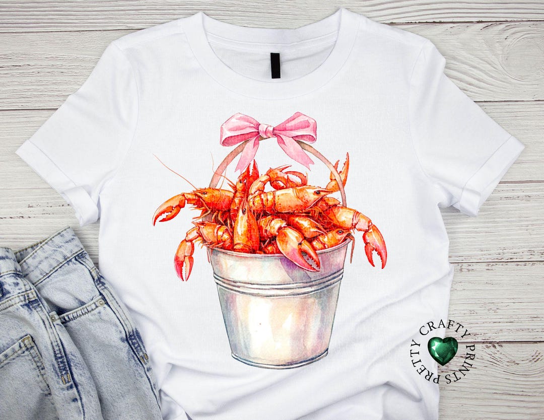 Coquette Crawfish Bucket PNG - Pink Gingham With Bow | Southern Cajun ...