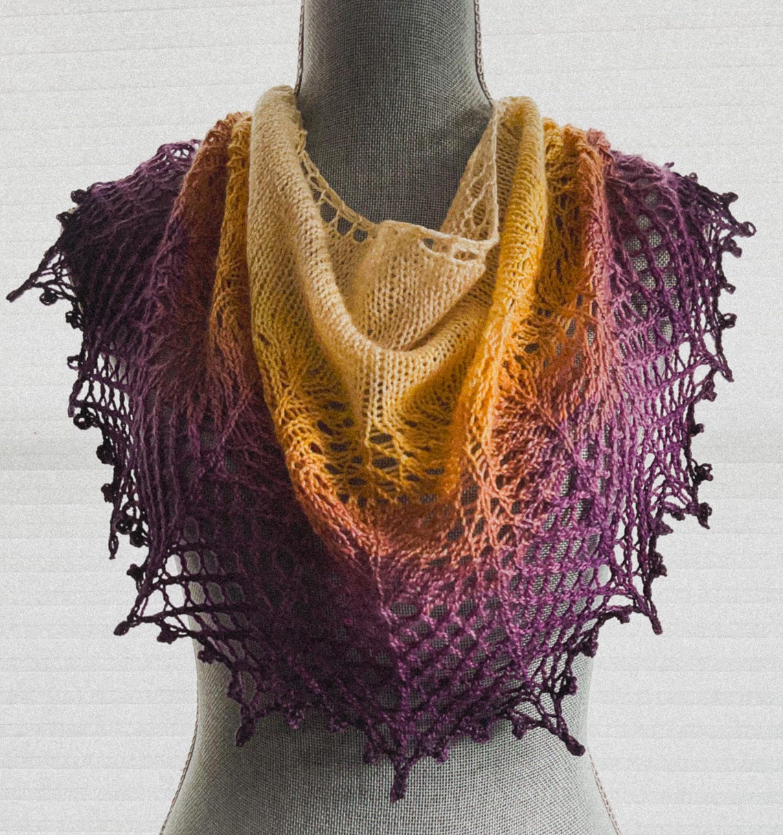 Hand Knit Lace Scarf, Knit Shawl, Lace Shawl, Gradient, Shawl, Gift for ...