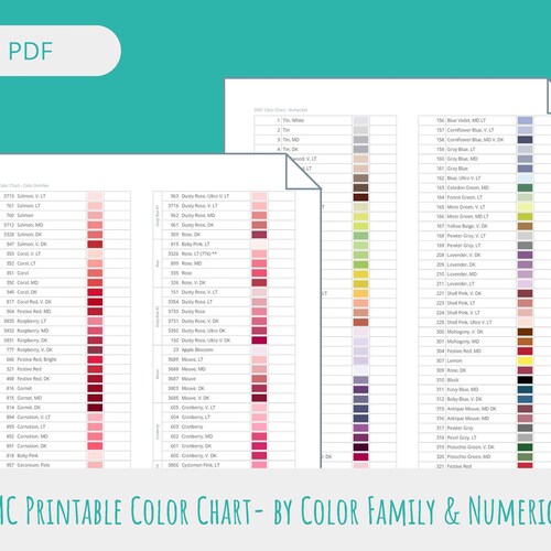 DMC Color Chart Floss Inventory Tracker digital PDF - Etsy