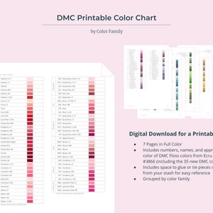 Printable DMC Color Chart (PDF Download) - Etsy