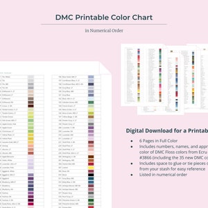 Printable DMC Color Chart (PDF Download) - Etsy