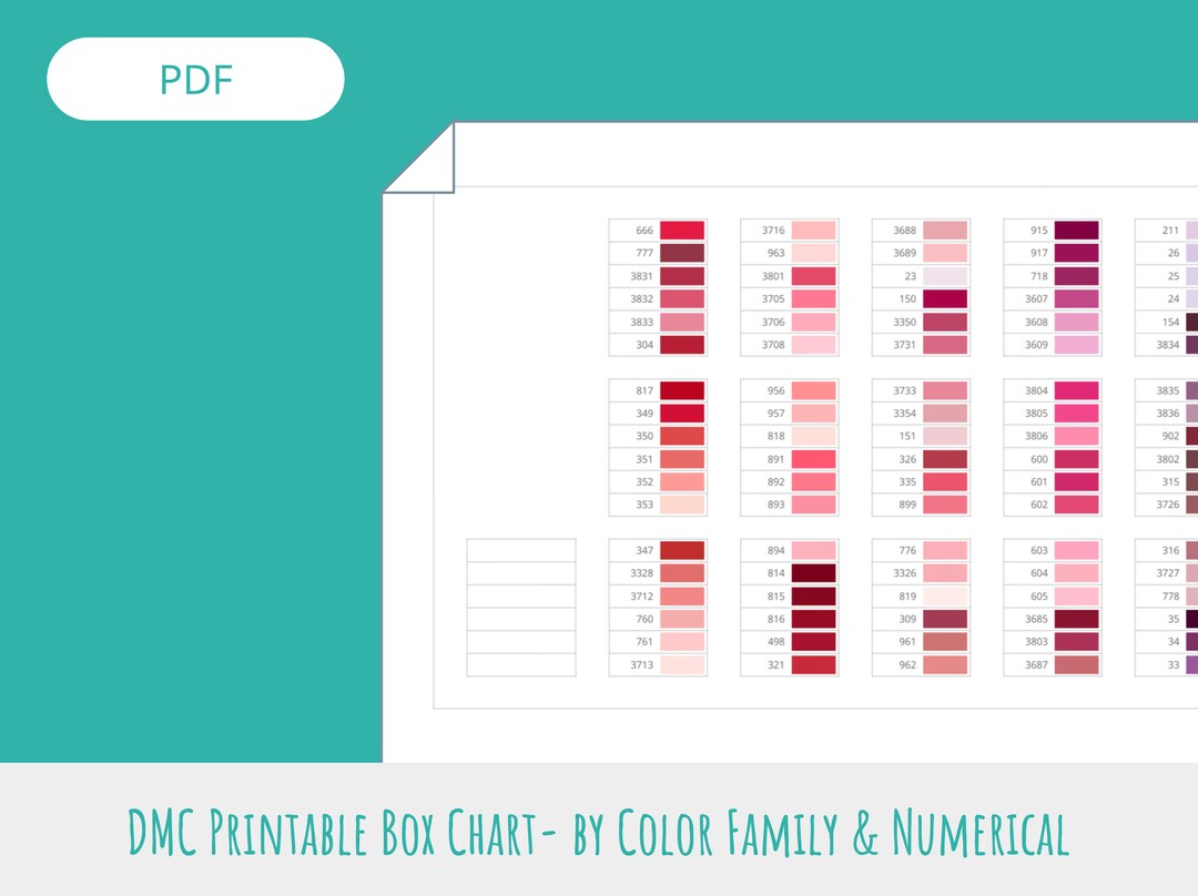 Printable DMC Box Chart PDF Download - Etsy