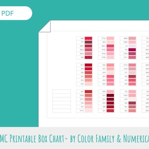 Printable DMC Box Chart PDF Download - Etsy